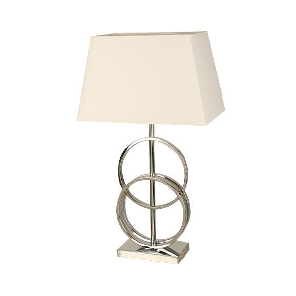 IM1 LAMPARA DE MESA BASE CROMADA C/AROS SOMBRA BLANCA 26726A-WH 1L E27 ...